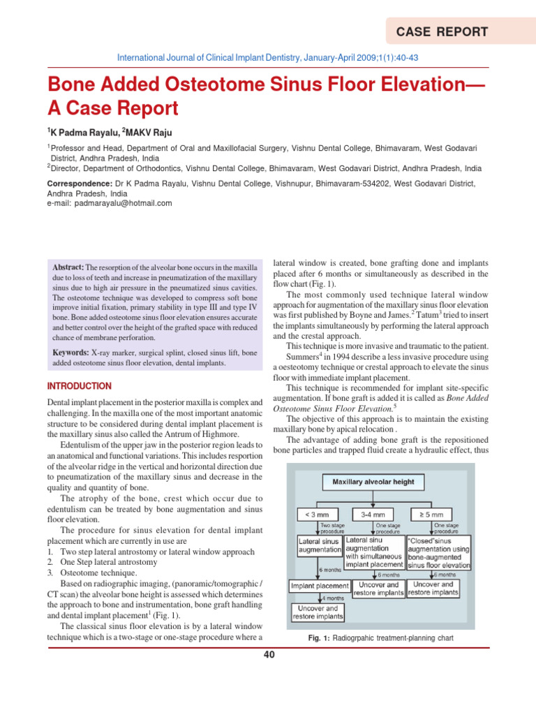 Bone Added Osteotome Sinus Floor Elevation | PDF | Dental Implant ...
