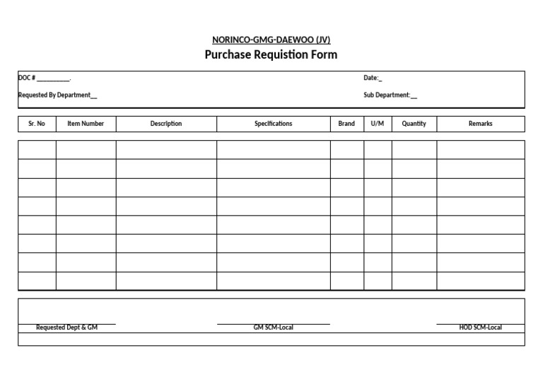 NORINCO-GMG-DAEWOO Purchase Form | PDF