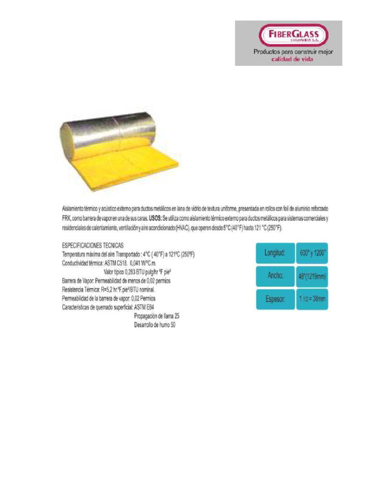 Ductwrap FRK: Ficha Técnica y Usos | PDF