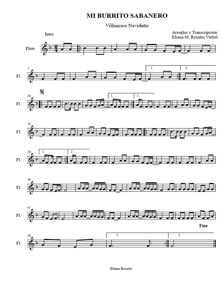 Mi burrito sabanero (partitura ) | PDF