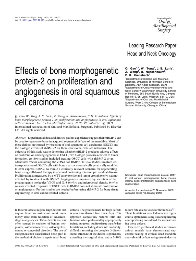 Effects of Bone Morphogenetic Protein-2 On Proliferation and ...