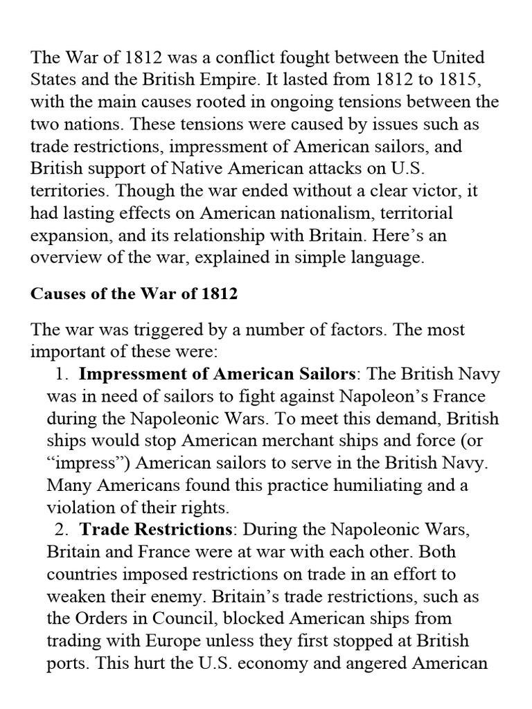 The War of 1812 Was a Conflict Fought Between the United States and the ...