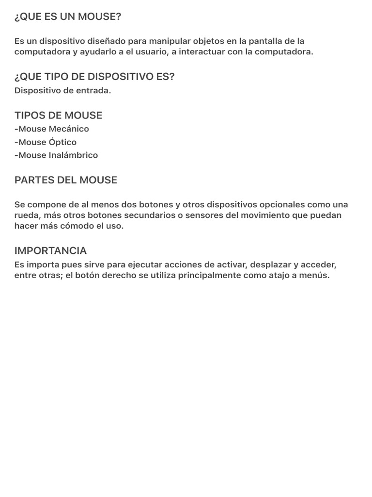 Tipos y Funciones del Mouse de PC | PDF