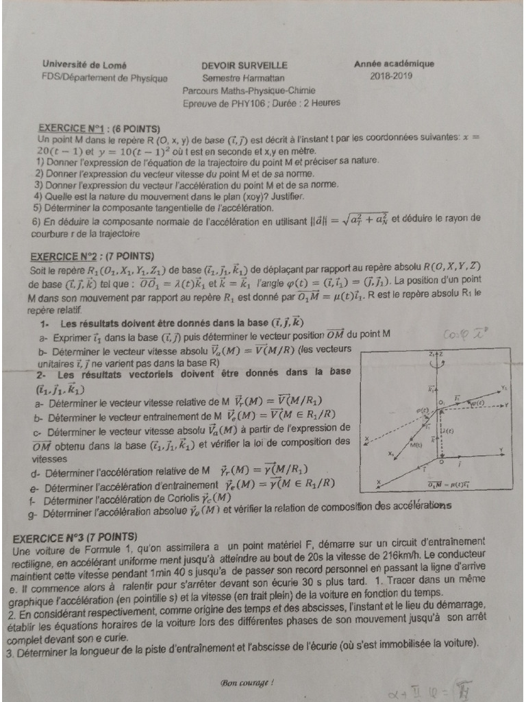 Épreuves Phy106 | PDF