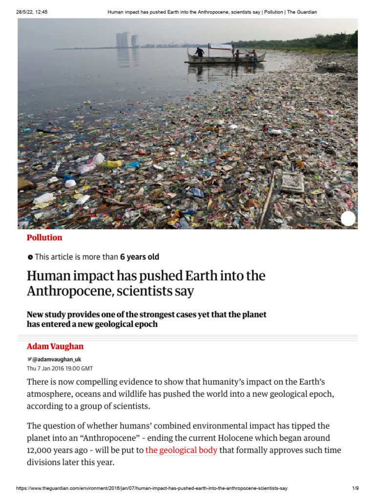 Human Impact Marks New Geological Epoch | PDF | Anthropocene | Geologic ...