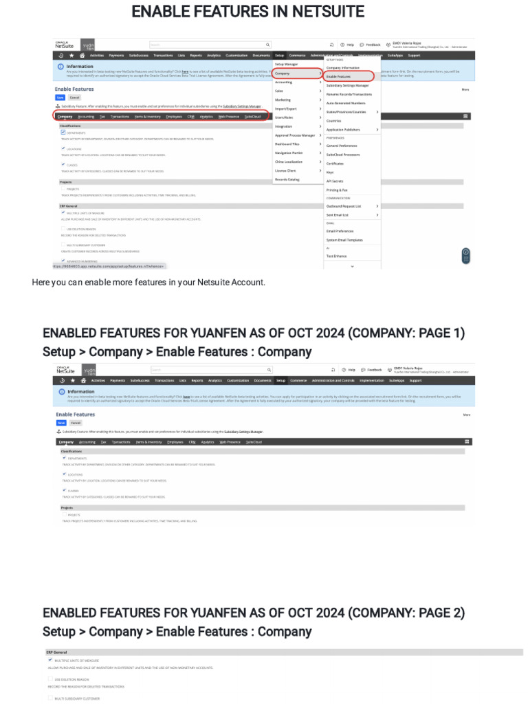 Netsuite Enabled Features & Enabling Additional Features | PDF | Economies | Business Economics