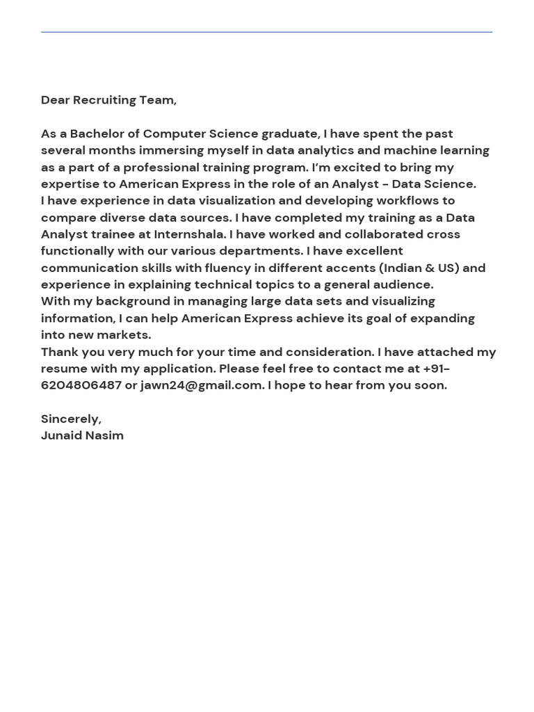 Cover - Letter - American Express | PDF