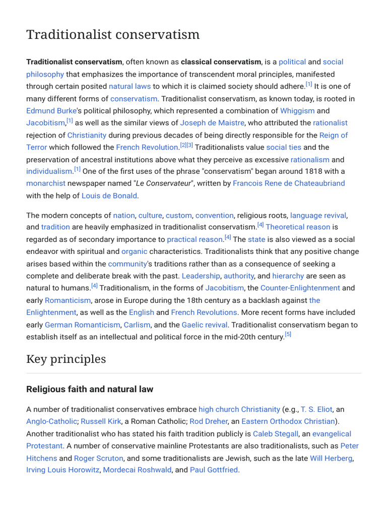 Traditionalist Conservatism Explained | PDF | Political Science