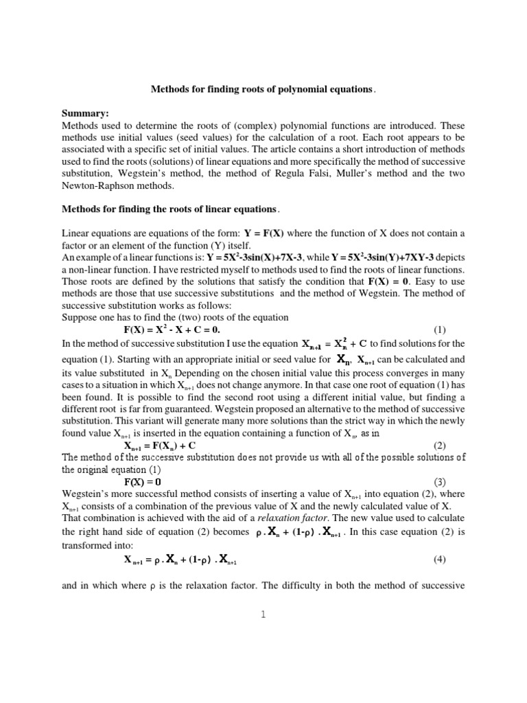 Wegstein Method of Solving Equations | PDF | Complex Number | Polynomial