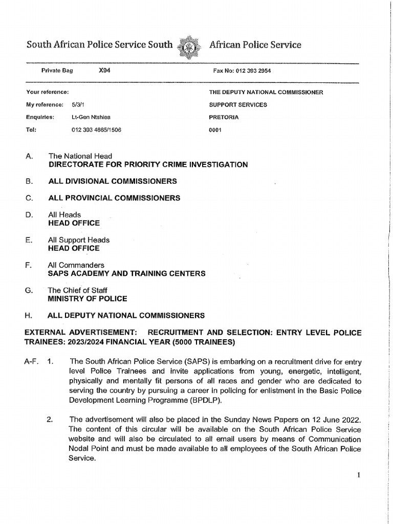 Circular 5000 Police Trainee | PDF