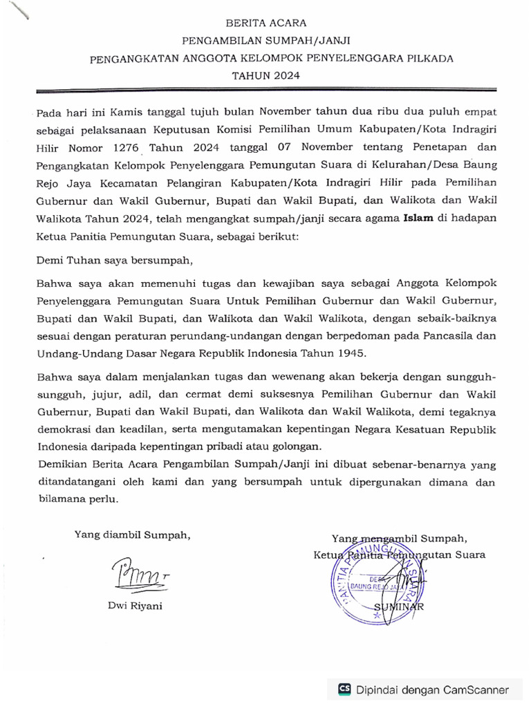 BA Pengambilan Sumpah KPPS TPS 001 Dan 02 | PDF