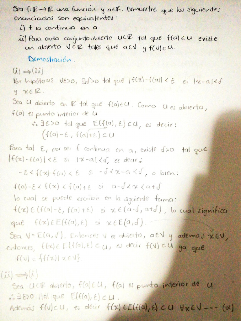 Ejercicio Continuidad Con Conjuntos Abiertos | PDF