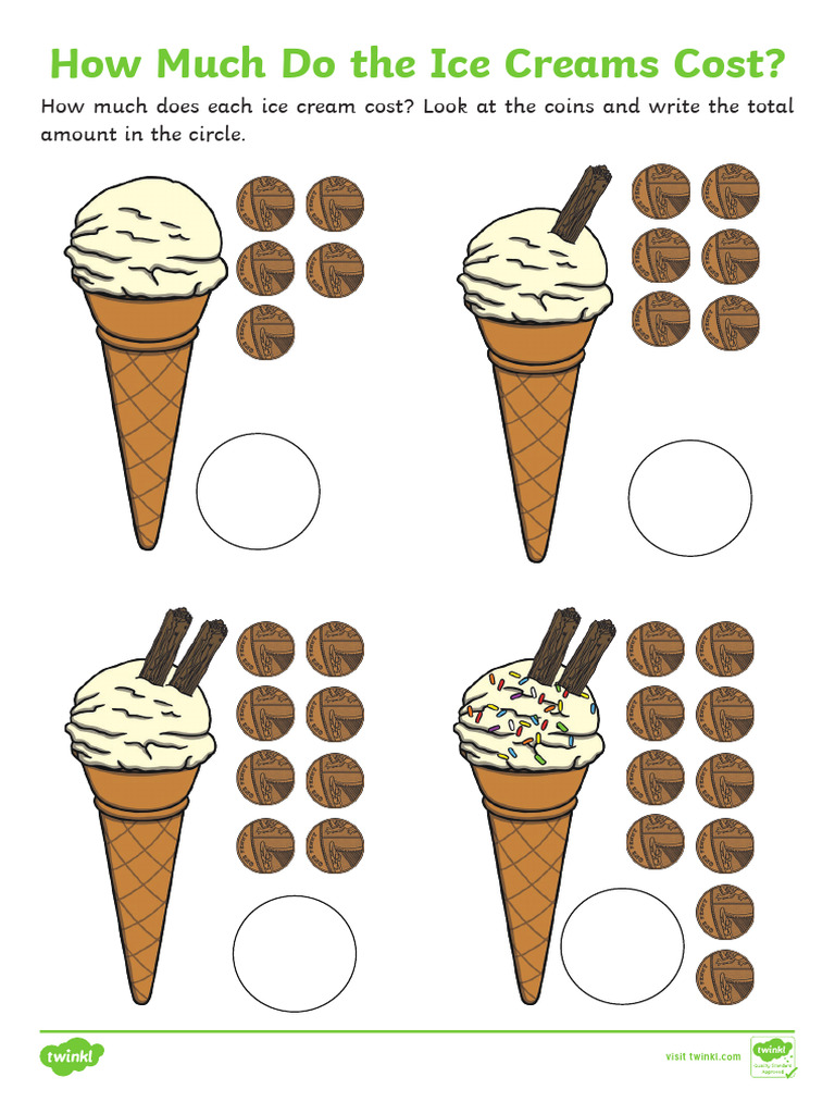 Ice Cream Cost Calculation Activity | PDF