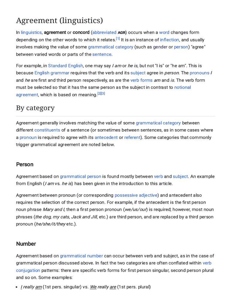Agreement | PDF | Grammatical Gender | Grammatical Number