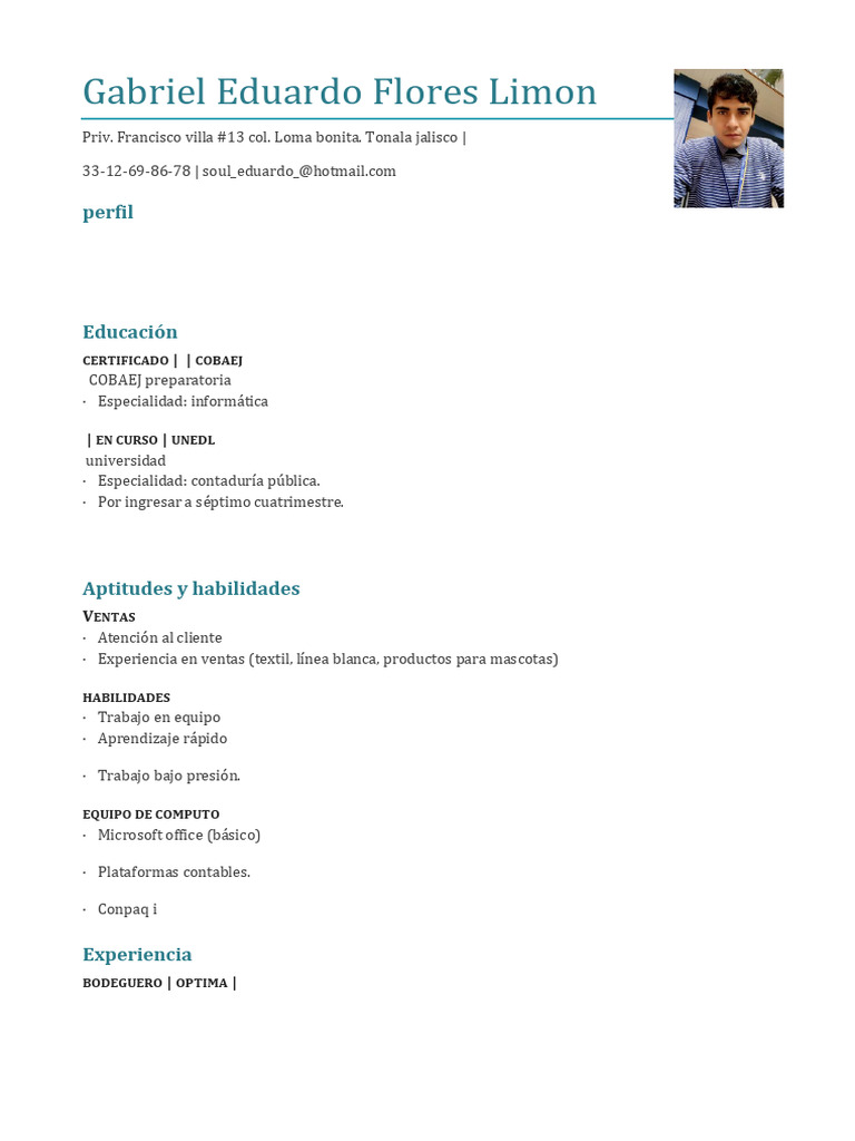 CV Gabriel Flores 1 | PDF