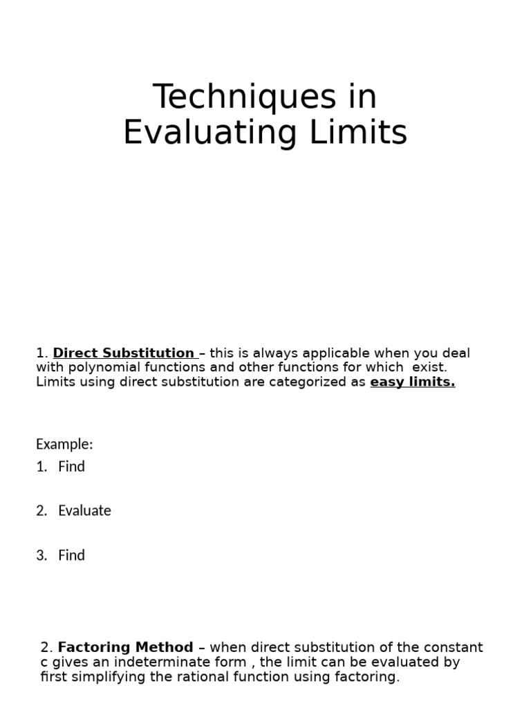 Basic Calculus Lesson 3 Techniques in Evaluating Limits | PDF