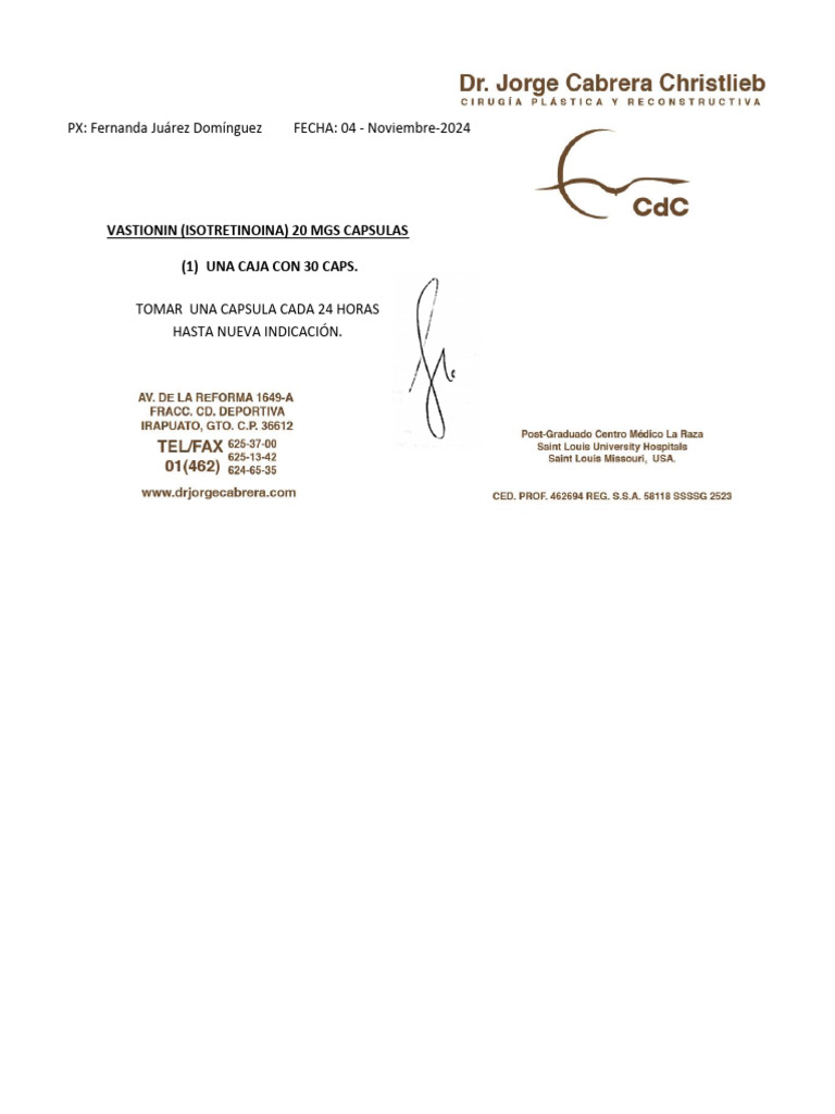 Receta Fernanda Juarez | PDF