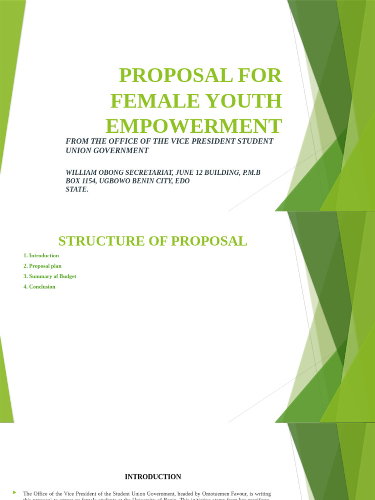Proposal For Female Empowerment | PDF | Empowerment