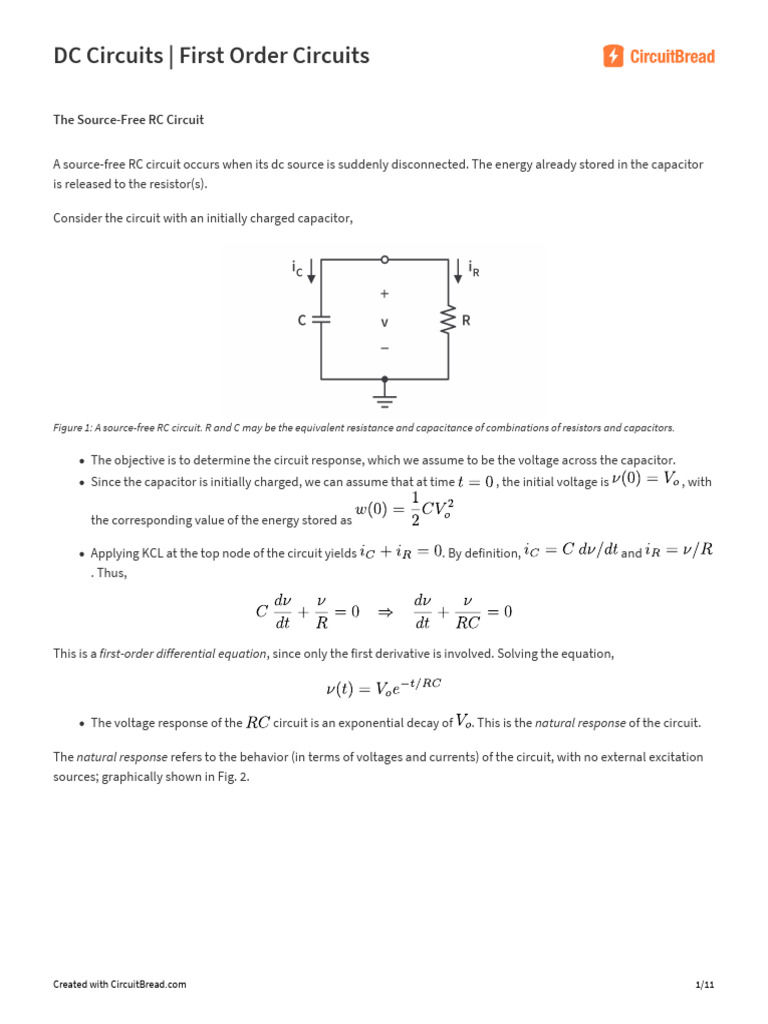 Source-Free RC and RL Circuit Analysis | PDF | Electrical Network ...