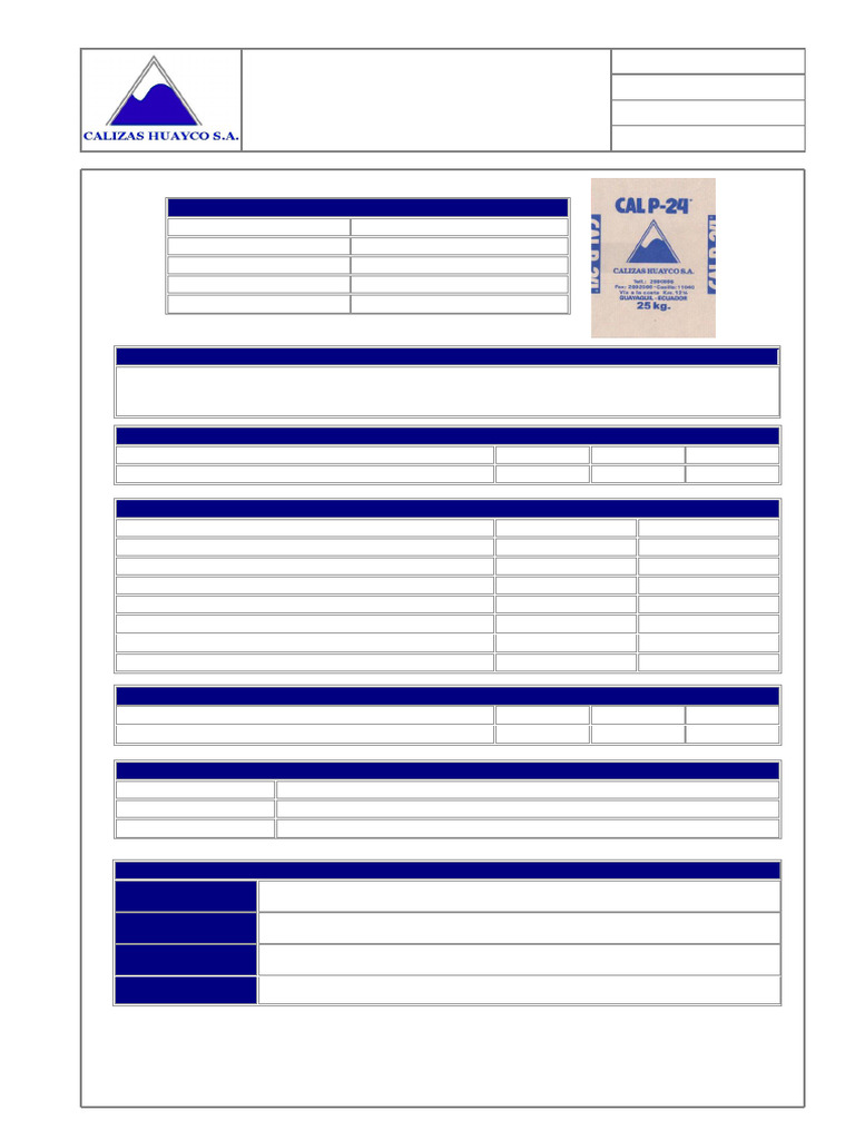 FICHA TECNICA Cal P-24 | PDF | Lima (Material) | Calcio