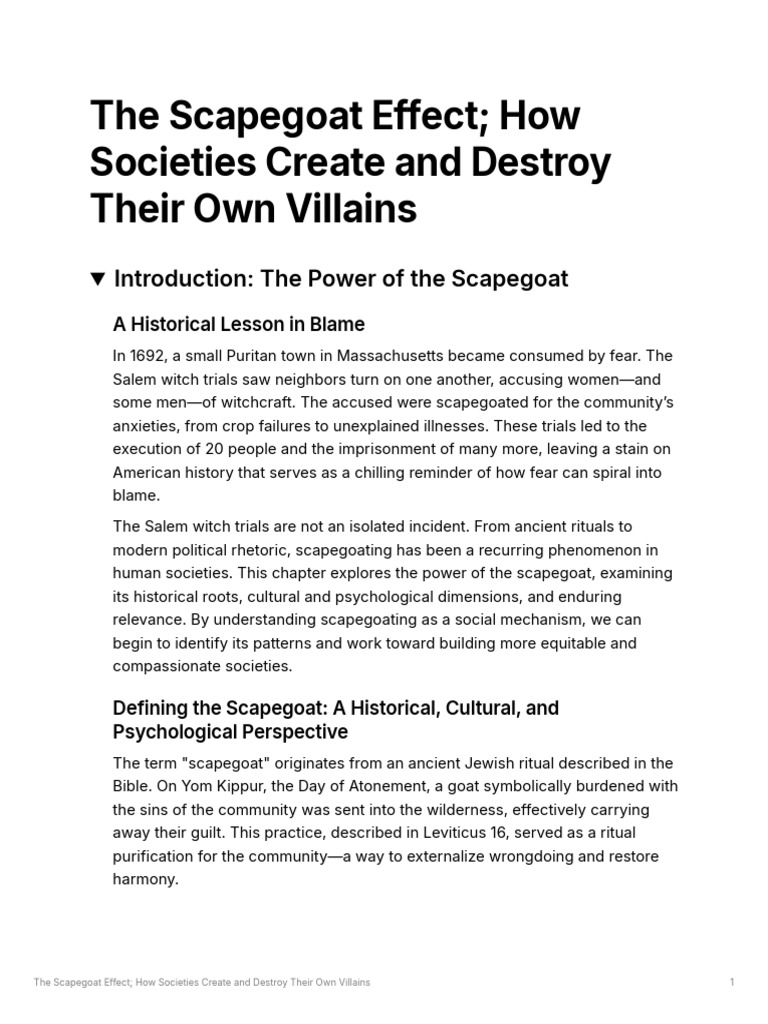 The Scapegoat Effect How Societies Create and Destroy Their Own Villains | PDF
