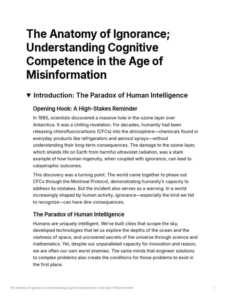 The Anatomy of Ignorance Understanding Cognitive Competence in The Age of Misinformation | PDF ...