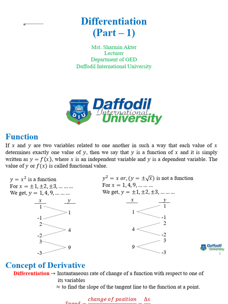 Differentiation Part 1 Pdf Slope Derivative