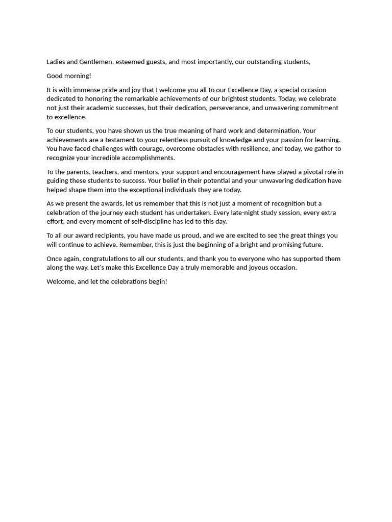 English Welcome Speech | PDF