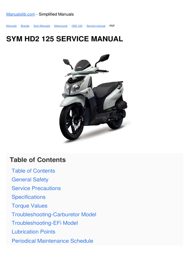 Sym Hd2 125 Service Manual | PDF | Electrical Connector | Bearing (Mechanical)