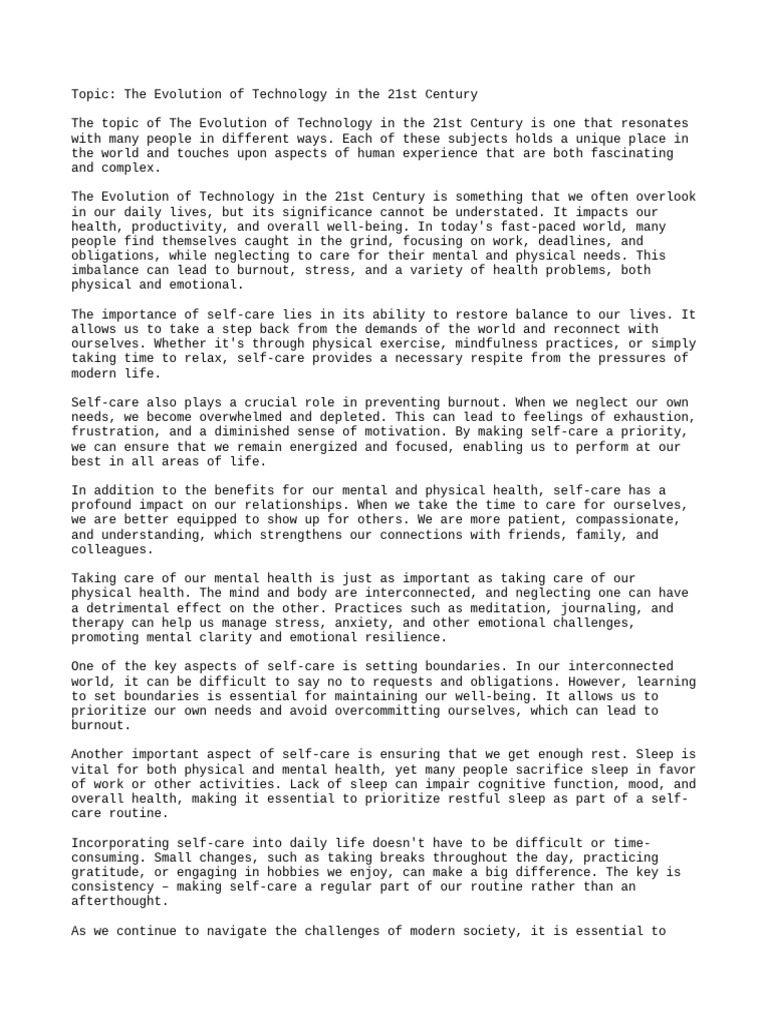 Evolution of Technology in The 21st Century | PDF | Mental Health ...