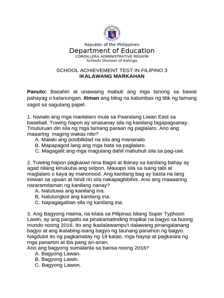 Sat Filipino-3 TQ Q2 2024 | PDF
