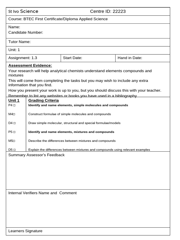 BTEC Task - Aim of A Science Based Company | PDF | Chemical Compounds ...
