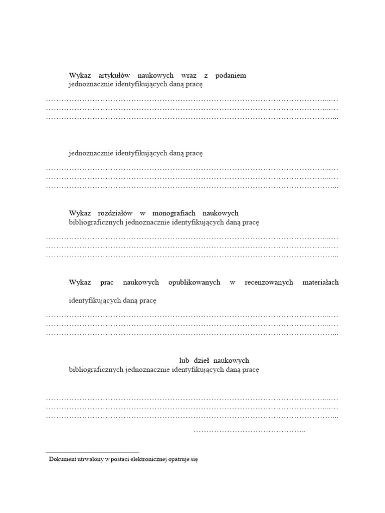 Wykaz Dorobku Naukowego PDF | PDF