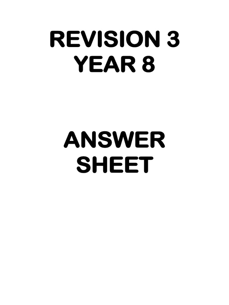Year 8 Revision 3 Answer Sheet | PDF