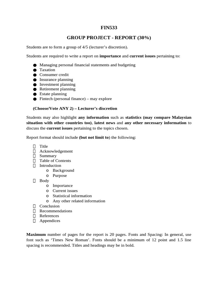 Fin533 Group Project Oct 2022 To Feb 2023-1 | PDF