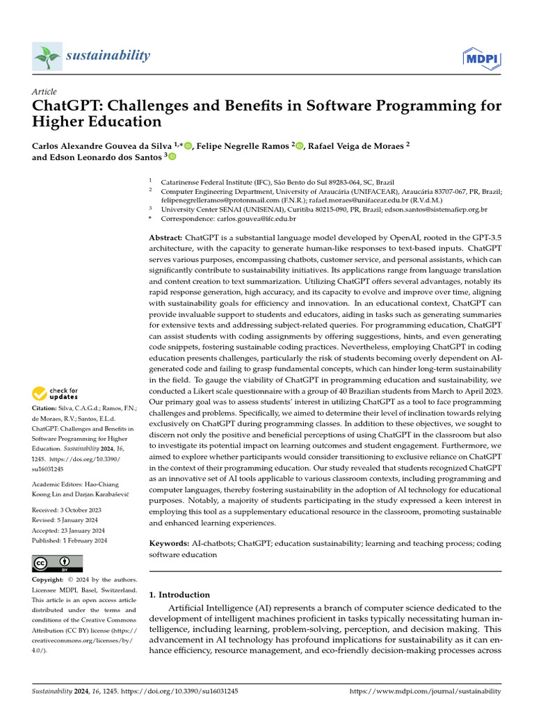 ChatGPT Challenges and Benefits in Software Progra | PDF | Artificial ...