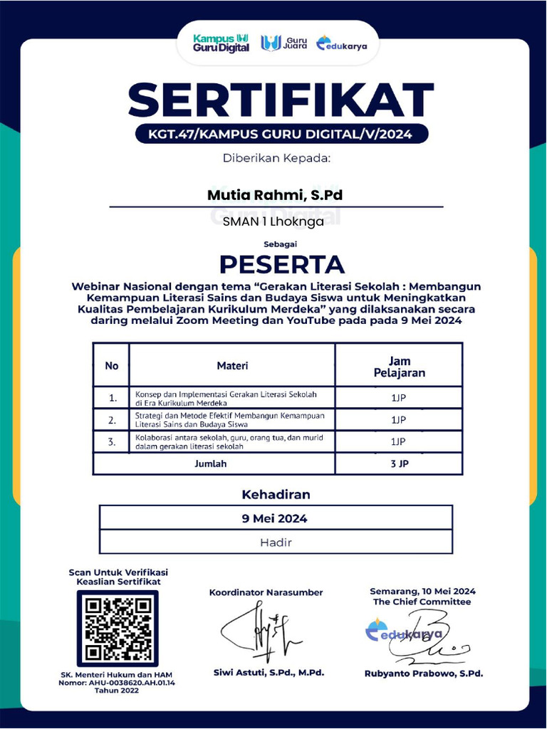 Mutia Rahmi, S.PdXXSMAN 1 Lhoknga | PDF