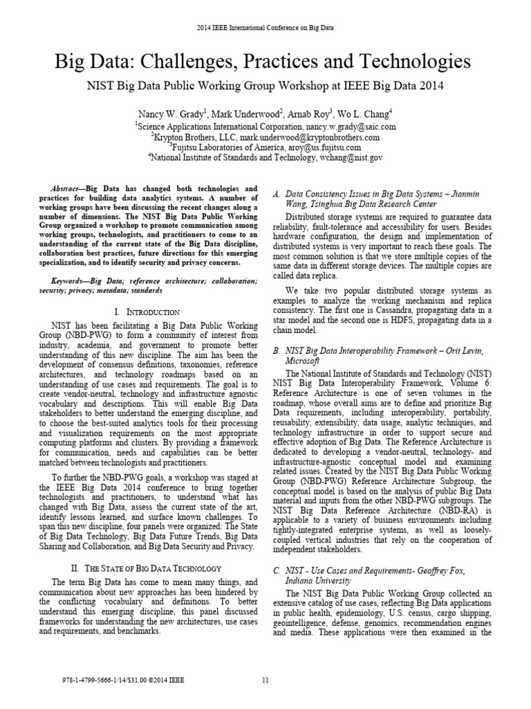 Big Data Challenges Practices and Technologies NIST Big Data Public Working Group Workshop at ...