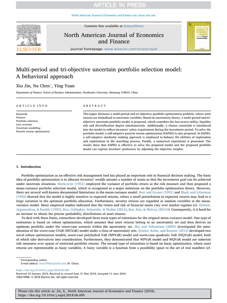 Uncertain Multi-Period Portfolio Model | PDF | Mathematical ...