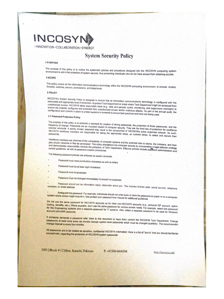 System Security Policy | PDF