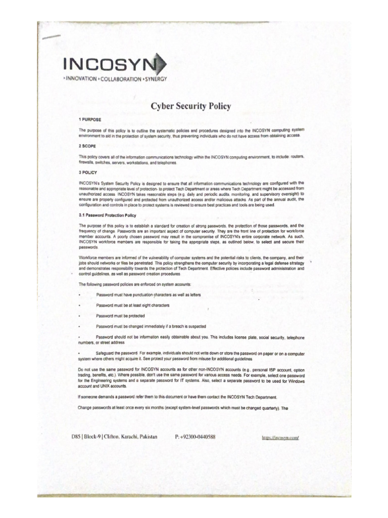 Cyber Security Policy | PDF