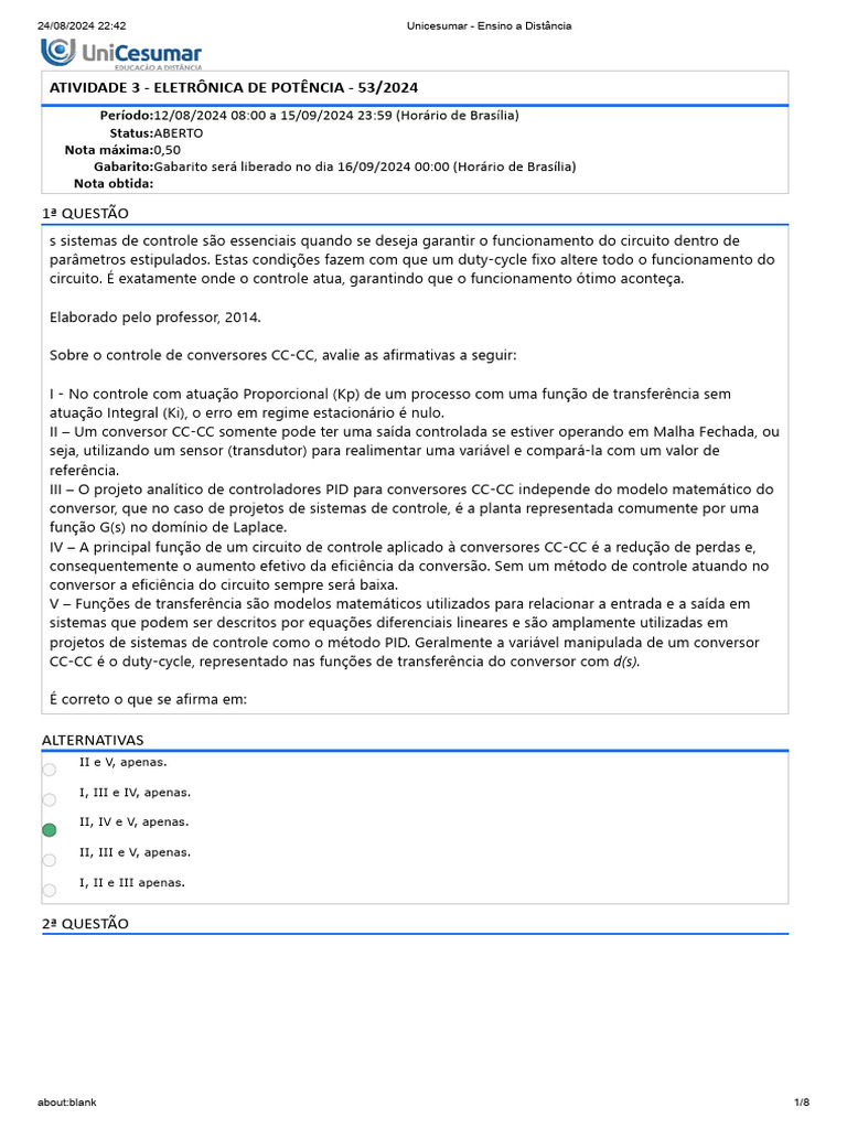 Atividade 3 - Eletrônica de Potência | PDF | Fonte de energia | Rede elétrica