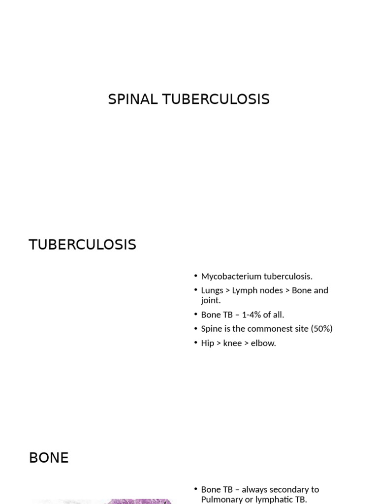 Spinal Tuberculosis Overview and Treatment | PDF | Vertebral Column ...