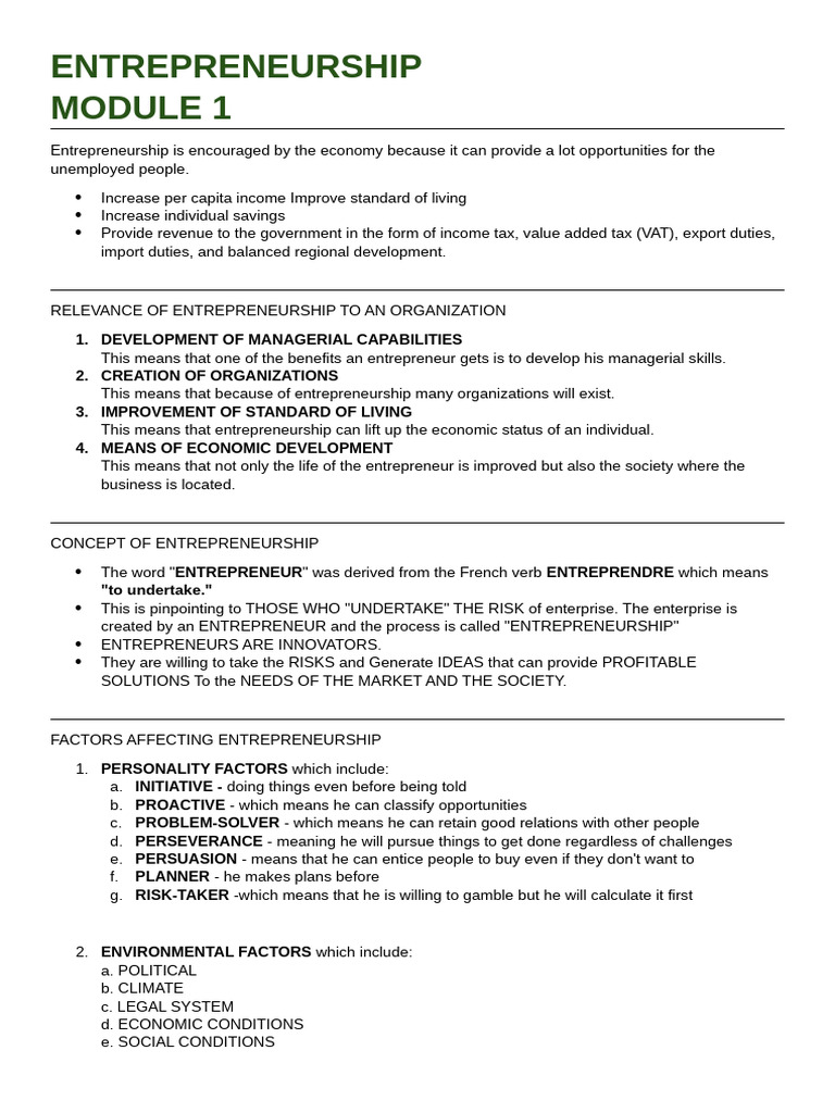 Lesson 1 | PDF | Entrepreneurship | Economics