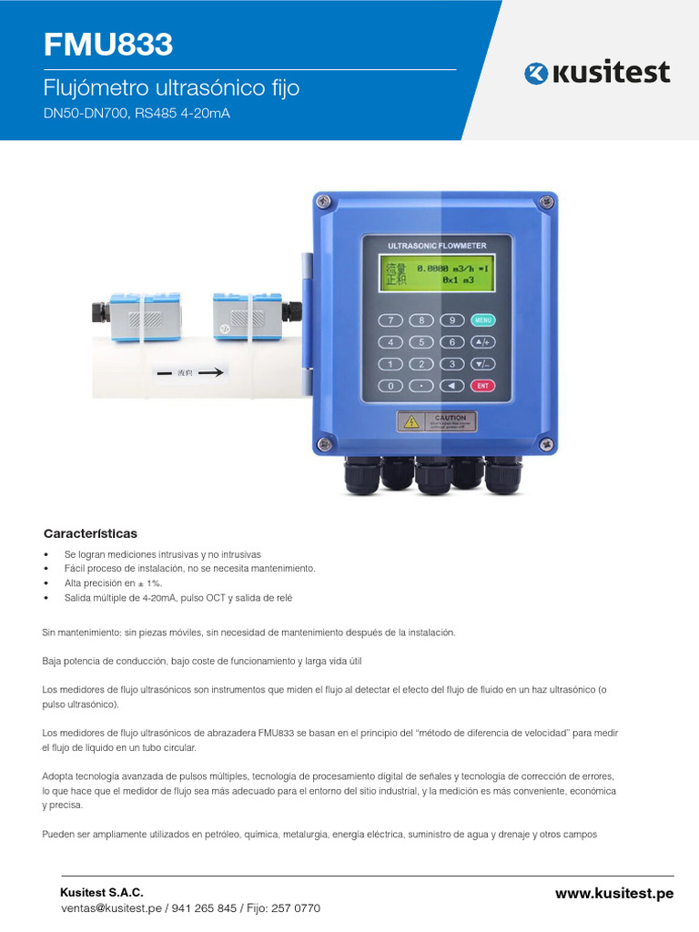 Flujometro Ultrasonico de Pared FMU833 | PDF | Medición de flujo ...