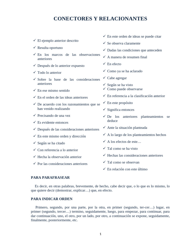 Conectores y Relacionantes | PDF | Verbo | Gramática