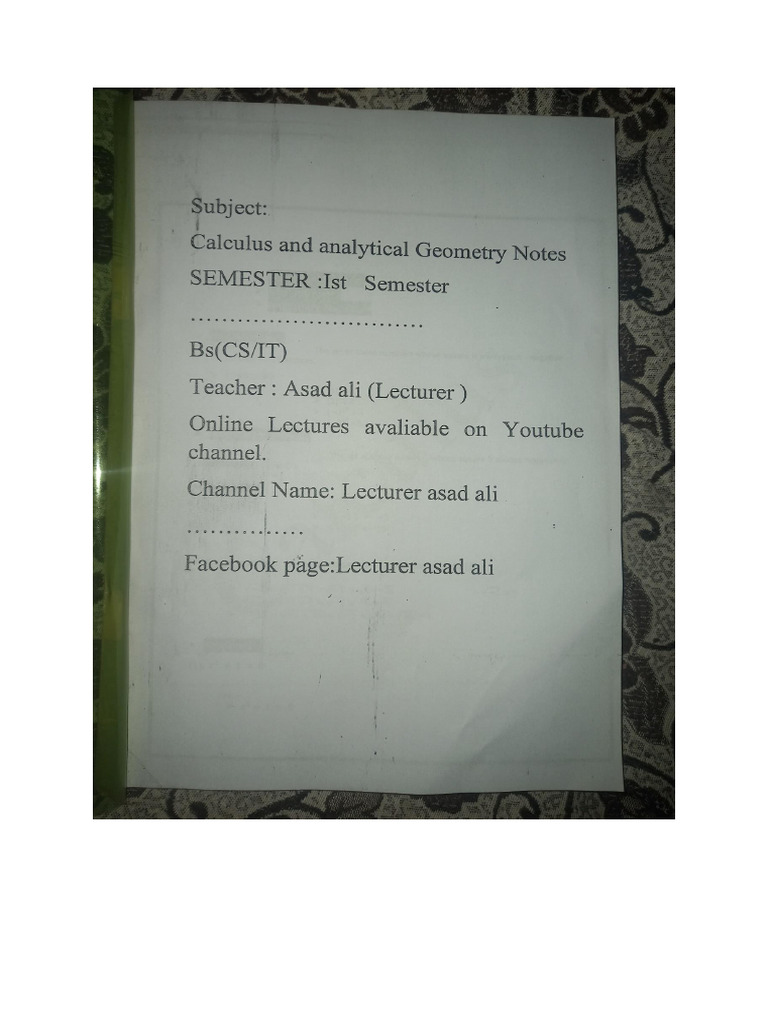 Calculus Notes BCS 1st Sem | PDF