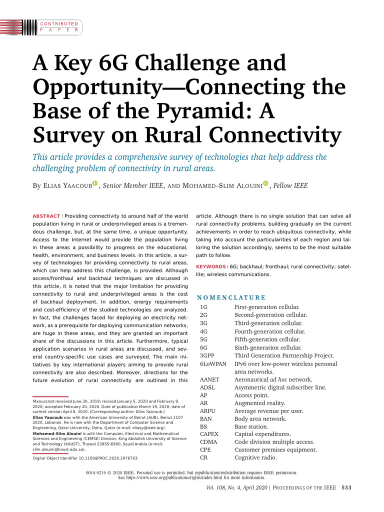 A Key 6G Challenge and OpportunityConnecting The Base of The Pyramid A ...