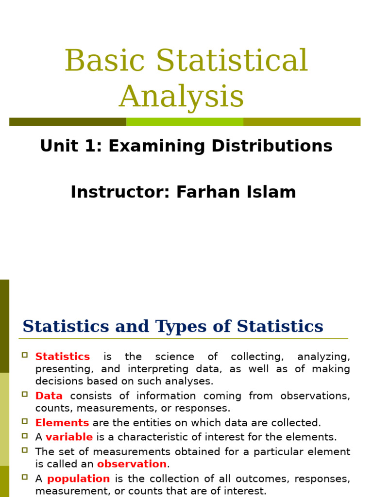 Unit 1 - Examining Distributions | PDF | Statistics | Level Of Measurement