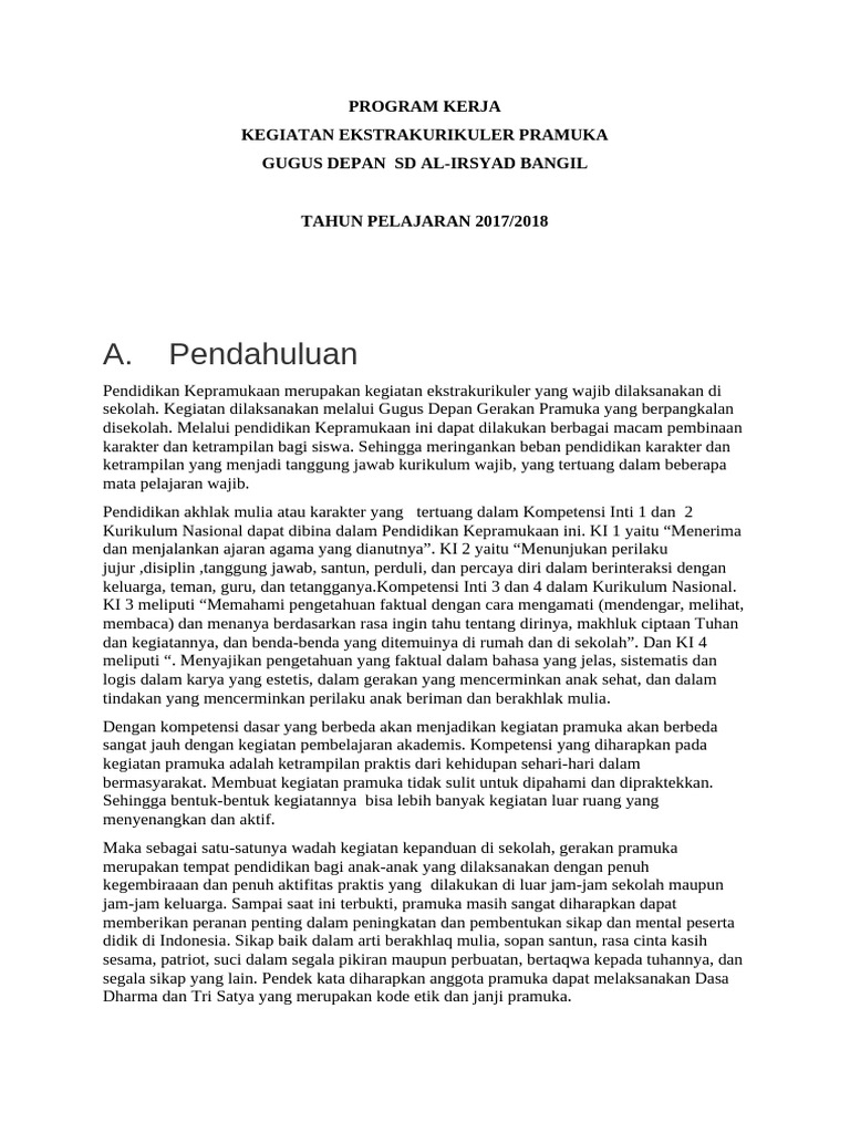 PROGRAM KERJA Ekskul Pramuka Belum Fix | PDF